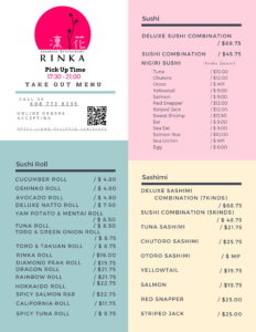 Take Out Menu - Rinka Japanese Restaurant