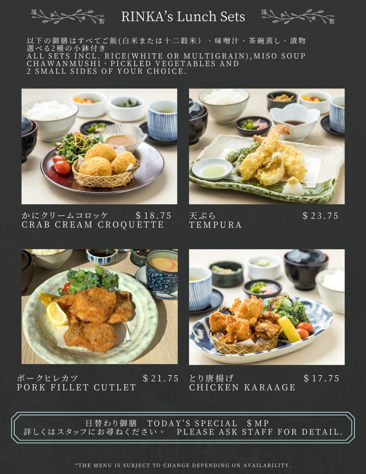 Lunch Menu - Rinka Japanese Restaurant