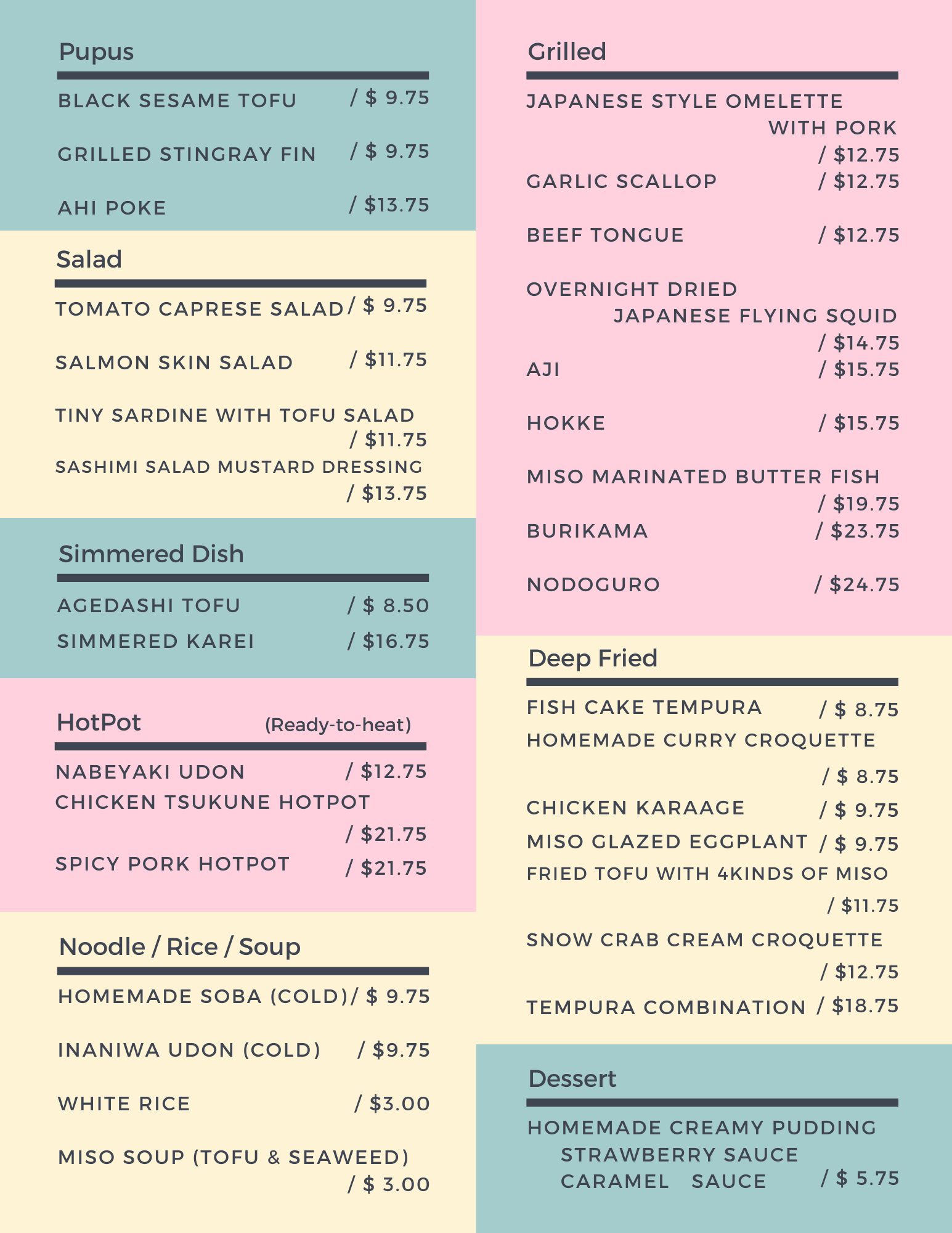 Take Out Menu - Rinka Japanese Restaurant